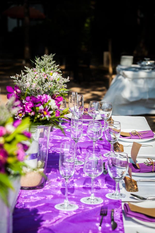 Wedding Dinner Table Setup. Stock Photo - Image of party, luxury: 132111648