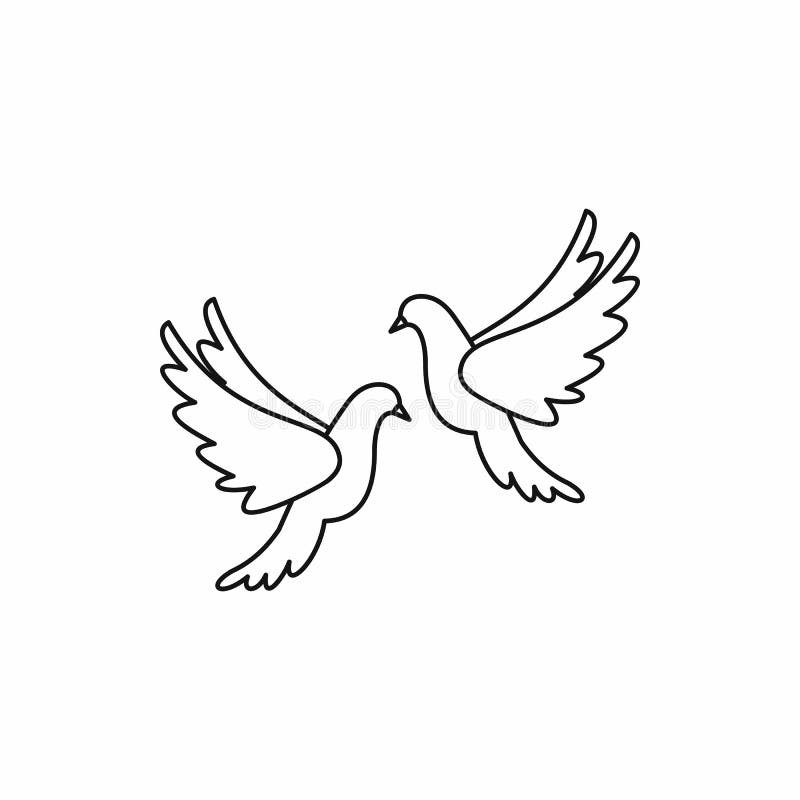 Wedding Doves Icon, Outline Style Stock Vector - Illustration of ...