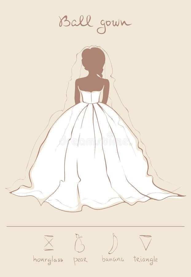 Wedding Dress in Ball Gown Style Stock Vector - Illustration of style ...