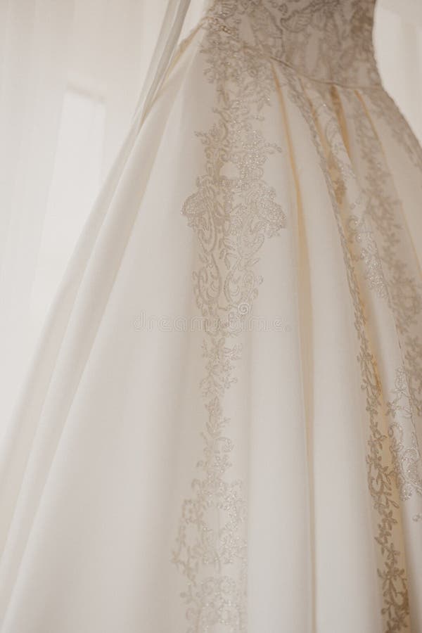 Wedding Dress Details Close Up. Bride`s Dress Stock Photo - Image of ...