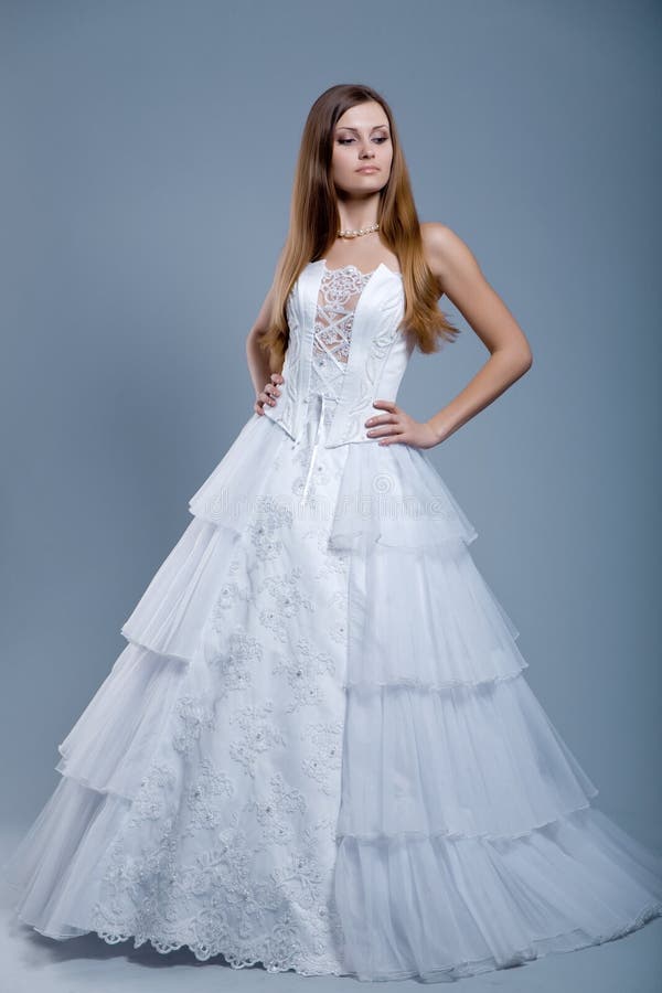Wedding Dress on Fashion Model Stock Image - Image of female, attitude ...