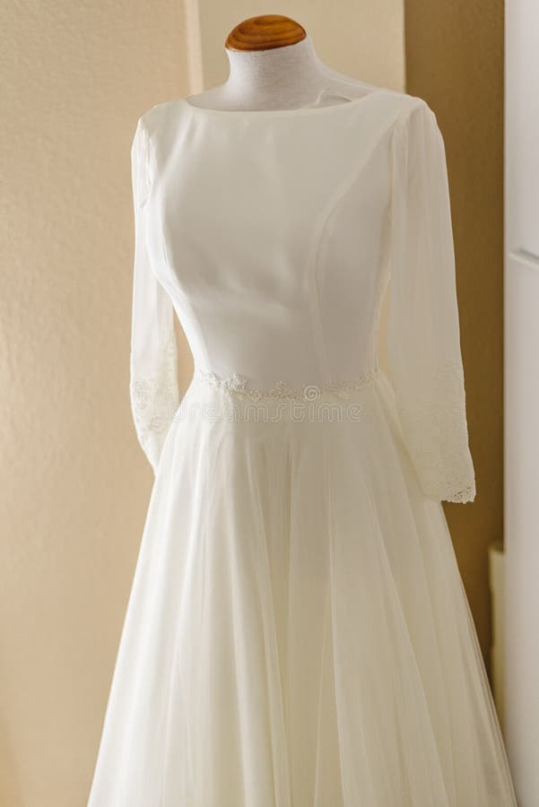 Wedding Dress Placed in a Mannequin Ready To Dress Her the Bride Stock ...