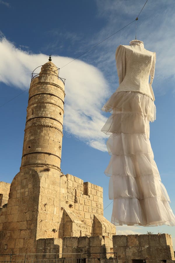 Wedding Dress on the Tower of David Editorial Stock Photo - Image of ...