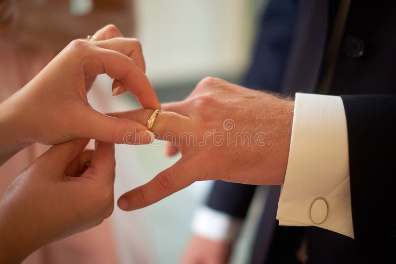 Wedding, Dressing Wedding Ring Stock Photo - Image of celebration, gown ...