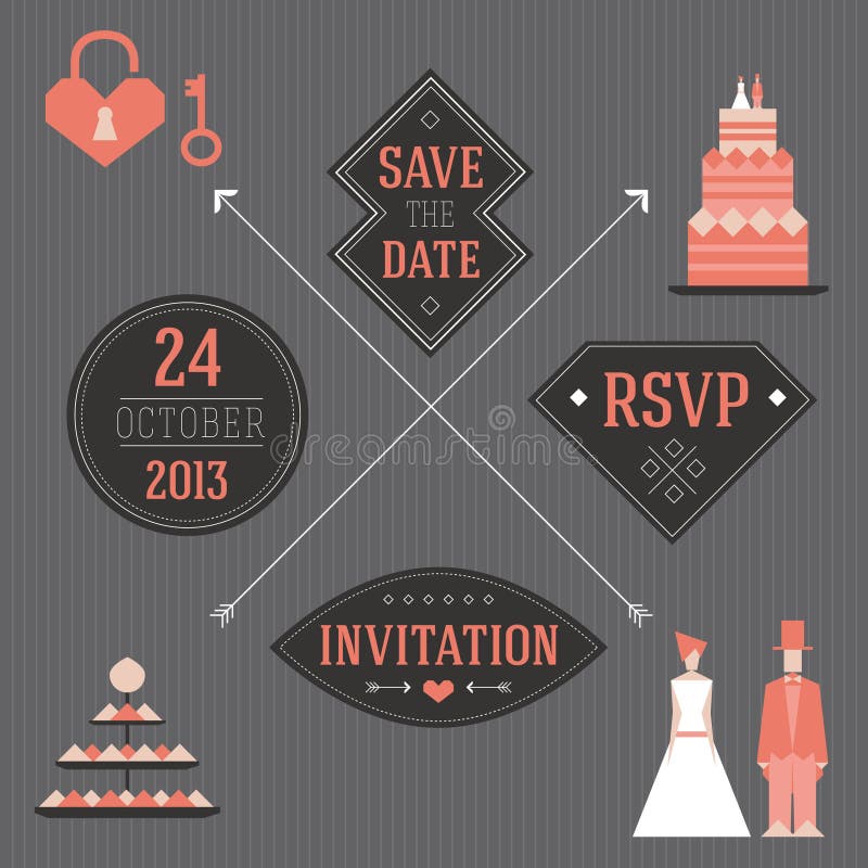 Vector Wedding Invite Tickets Stock Vector - Illustration of number ...