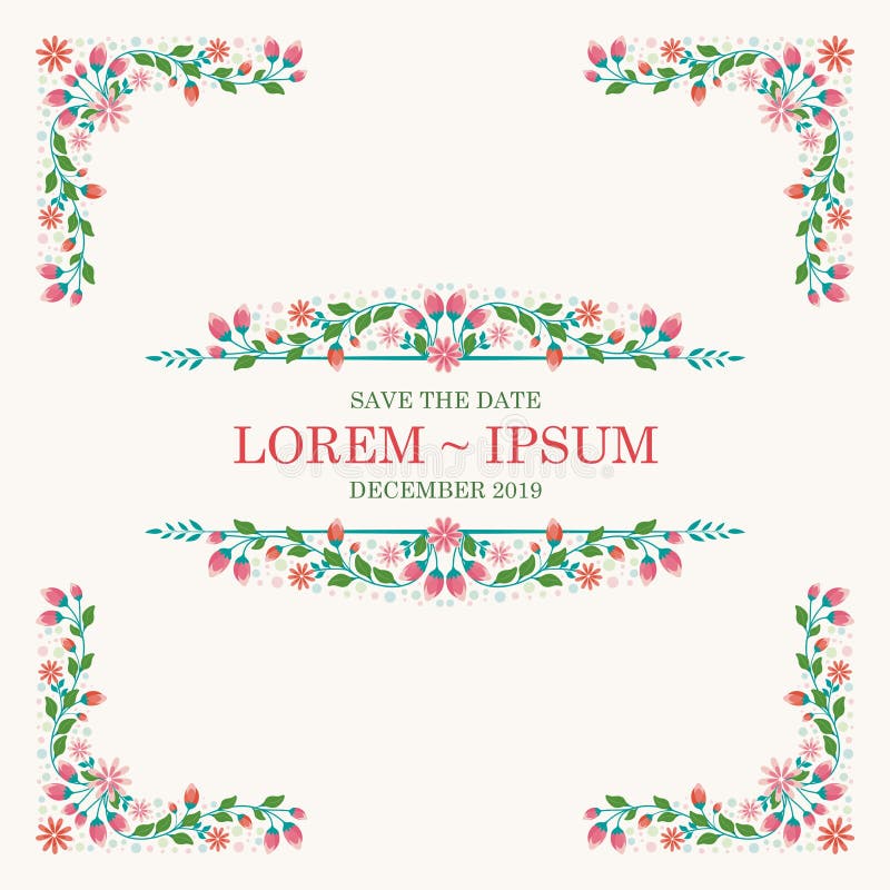 Wedding Elements with Flowers Frame and Corner Elements. Stock Vector ...