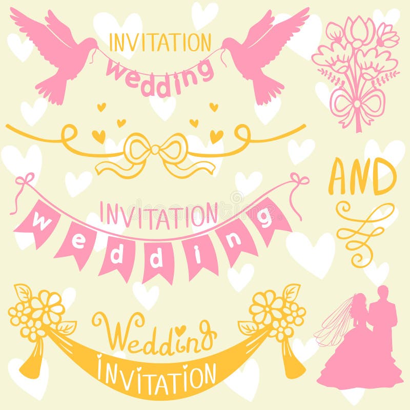 Wedding Elements Labels and Frames Vintage Style Icons Stock Vector ...