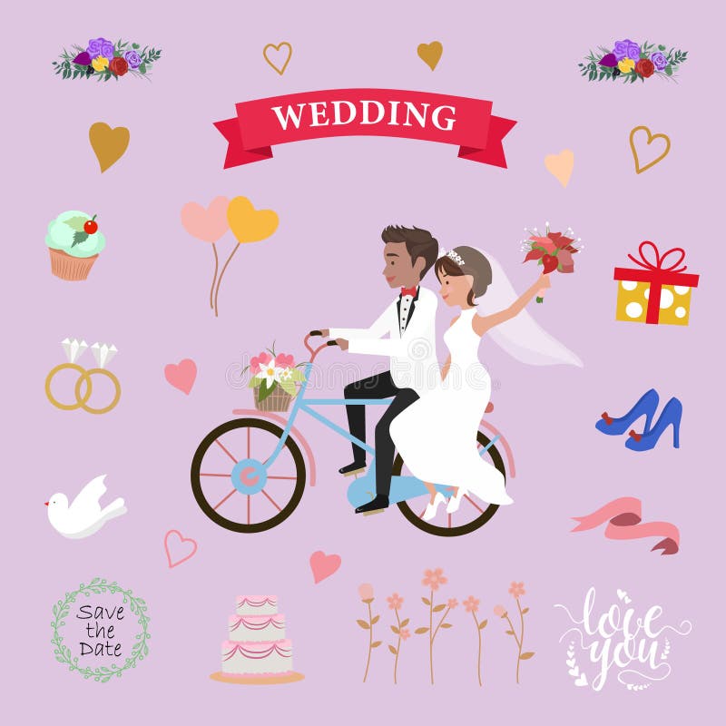 Wedding elements set 1 stock vector. Illustration of background - 158608149