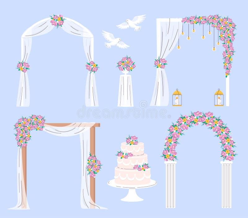 Wedding Elements Vector Set Stock Vector - Illustration of marriage ...