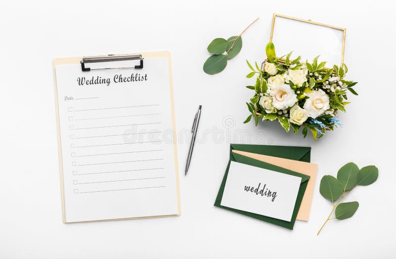 Wedding Empty Planning Checklist, Wedding Accessories on White Stock ...
