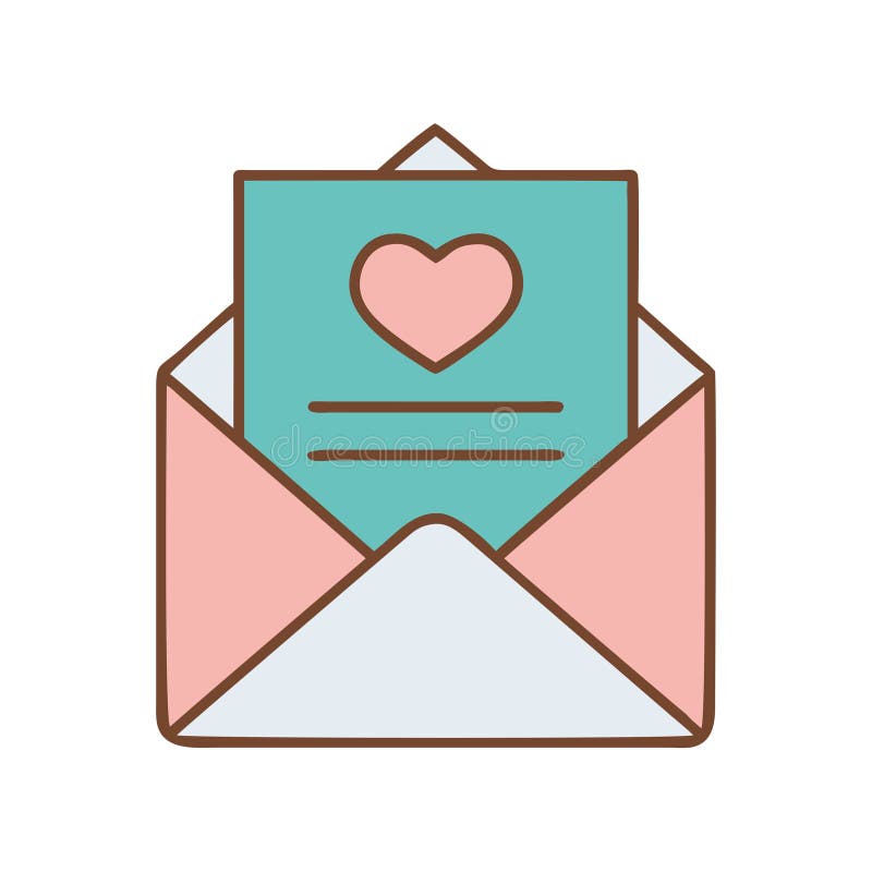 Wedding Envelope with Heart Shaped Card Stock Vector - Illustration of ...