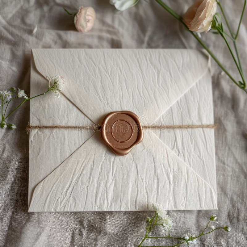 Wedding Envelope with a Wax Seal Stock Image - Image of craft ...