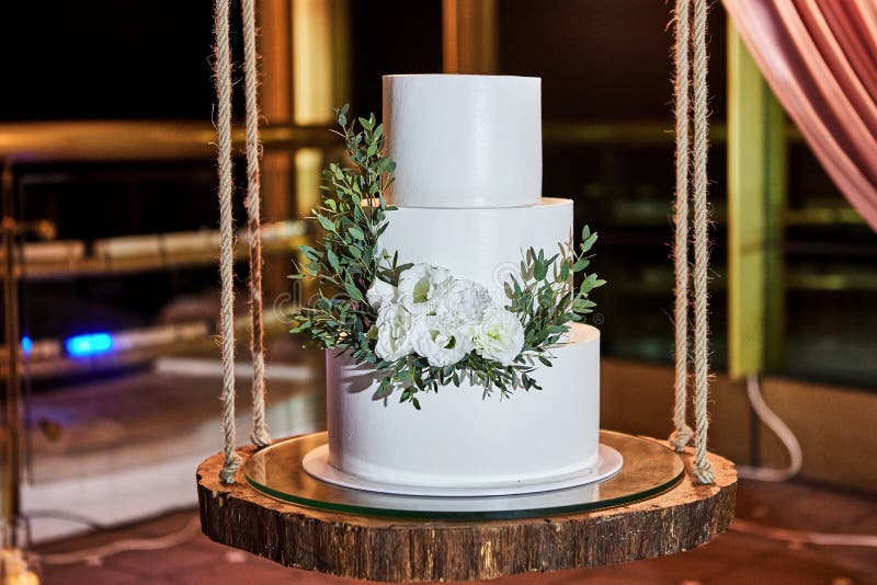 Wedding Festive Multi-storey Cake in White Tone Decorated with ...