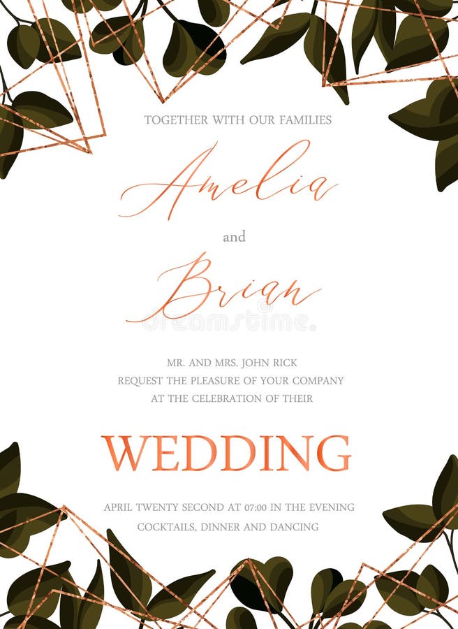 Wedding Floral Golden Invitation Card Save the Date Design Stock Vector ... Wedding Floral Golden Invitation Card Save the Date Design Stock Vector ...