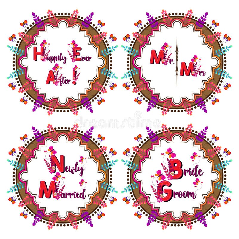 Round Wedding Stickers Collection Stock Illustrations – 122 Round ...