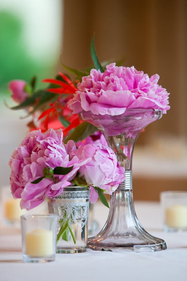 Wedding Flower Arrangement Table Setting Series Stock Photo - Image of ...