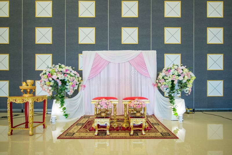 Wedding Flower Backdrop Indoor in the Hotel Stock Image - Image of ...