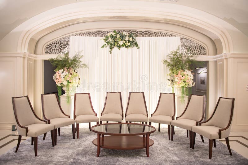 Wedding Flower Backdrop Indoor in the Hotel Stock Photo - Image of ...