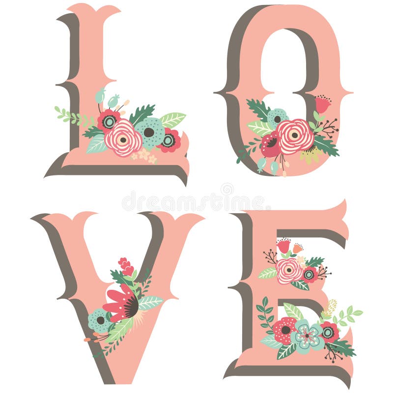 Love You and Flower stock vector. Illustration of affection - 24978282