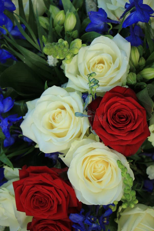 Wedding Flowers in Red, White and Blue Stock Photo - Image of ...