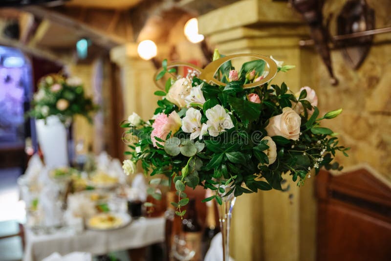 Wedding Flowers Standing on the Table. Decoration Details Stock Image ...