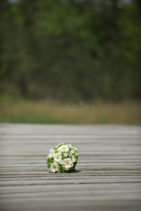 Wedding Flowers on Wooden Bridge Stock Image - Image of event, love ...