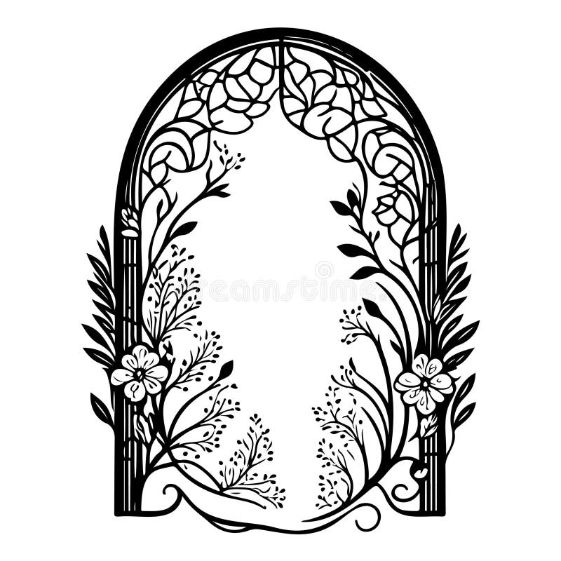 Wedding Gate with Ornament Batik Flower Illustration Sketch Hand Draw ...