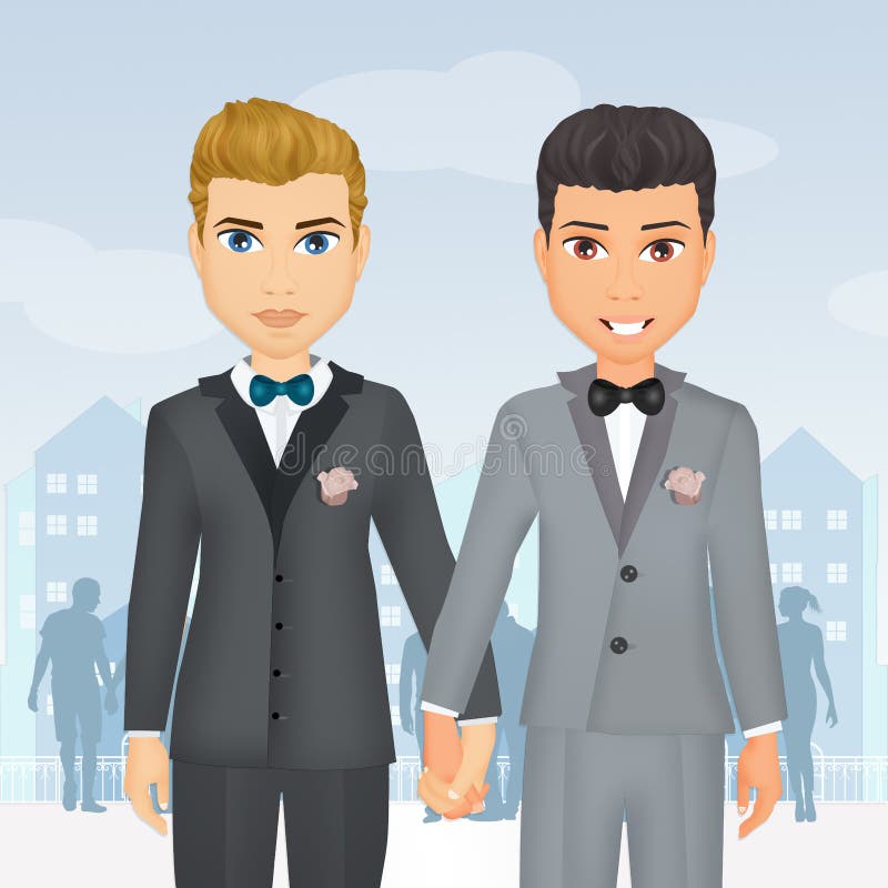 Gay Couple Vector Set Illustration Isolated Cute Homosexual Couples On
