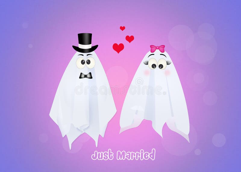 Wedding of ghosts stock illustration. Illustration of cartoon - 73874861