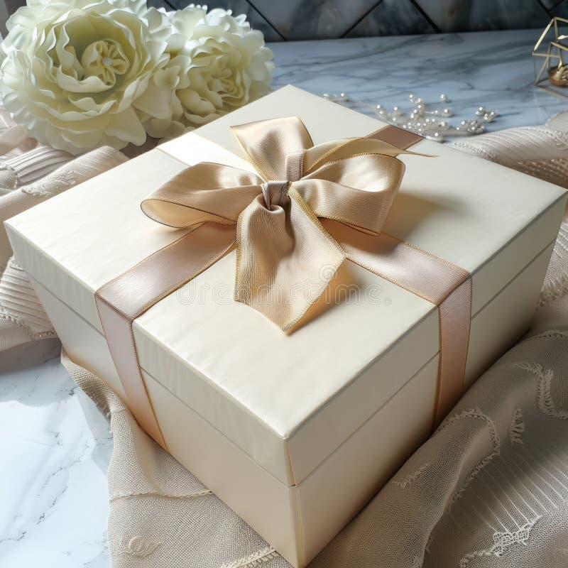 Wedding Gift Box with a Bow Stock Photo - Image of special, decorative ...