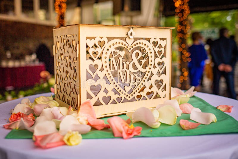 Wedding Gift Donation Box on the Table Stock Image - Image of container ...