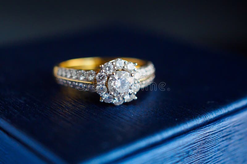 Wedding Gold Diamond Ring on Jewelry Box Stock Photo - Image of ...
