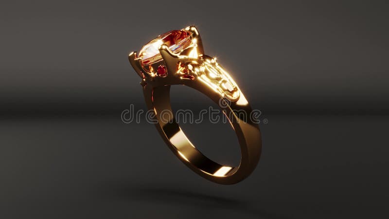 Wedding Gold Ring Rotate on Black Bg 3d Stock Illustration ...