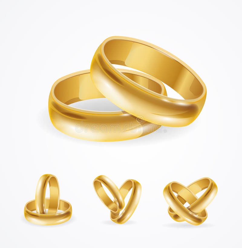 Wedding Gold and Silver Ring Set. Vector Stock Vector - Illustration of ...