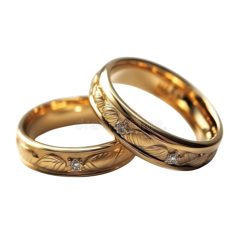 Wedding Gold Rings Isolated on Transparent or White Background Stock ...