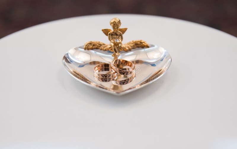 Wedding Wedding Gold Rings on the Table. Stock Photo - Image of ...