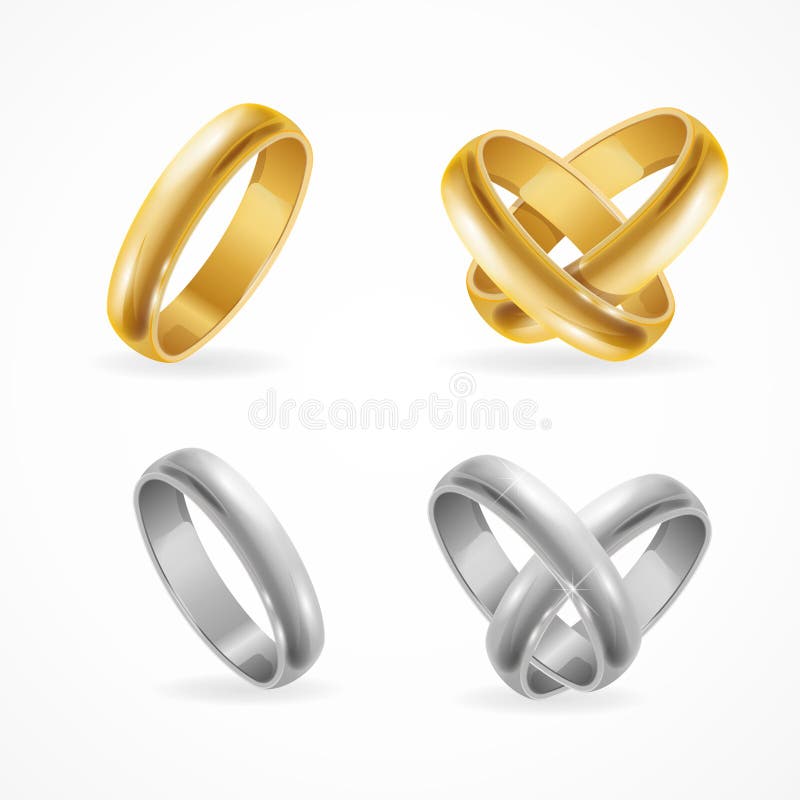 Wedding Gold and Silver Ring Set. Vector Stock Vector - Illustration of ...