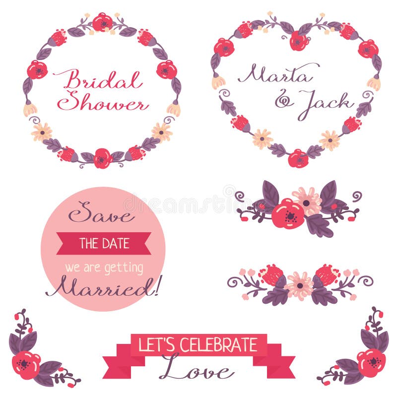 Wedding graphic set stock vector. Illustration of floral - 75615868