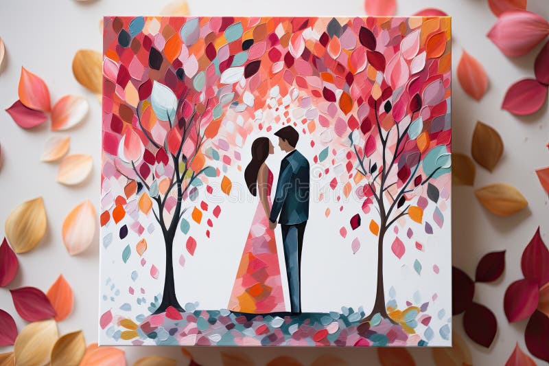 Wedding Greeting Card Front Side Stock Illustration - Illustration of ...