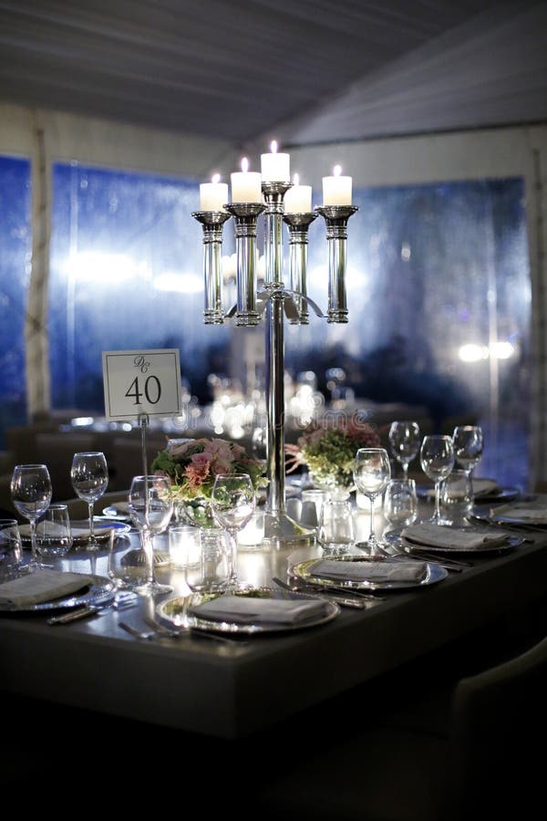 Wedding Guest Dining Table Decorations, Wedding Ceremony Dinner Stock ...