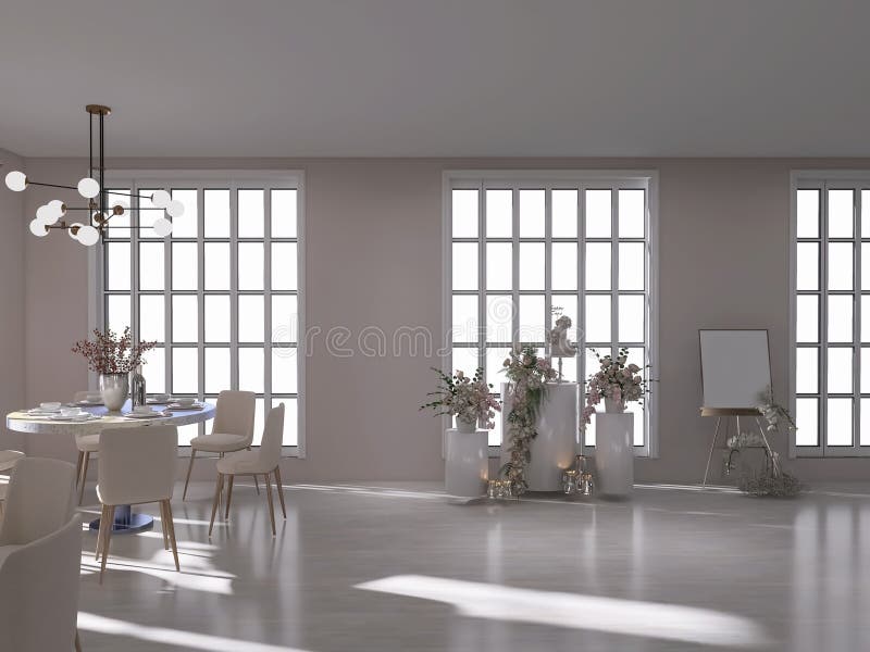 Wedding Hall Interior, Setting 3d Render, 3d Illustration Bouquet Stock ...