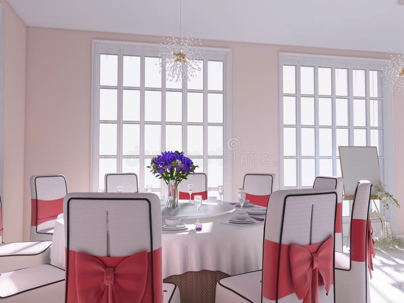 Wedding Hall Interior, 3d Render, 3d Illustration Romantic Stock ...