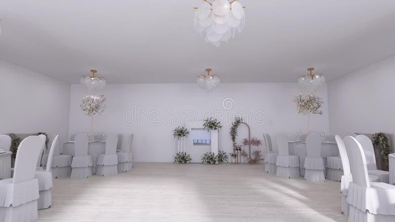 Wedding Hall Interior, 3d Render, 3d Illustration Stock Illustration ...