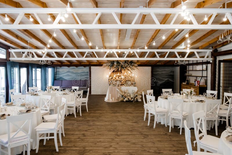Wedding Hall Rustic Banquet in Luxury Restaurant Stock Image - Image of ...