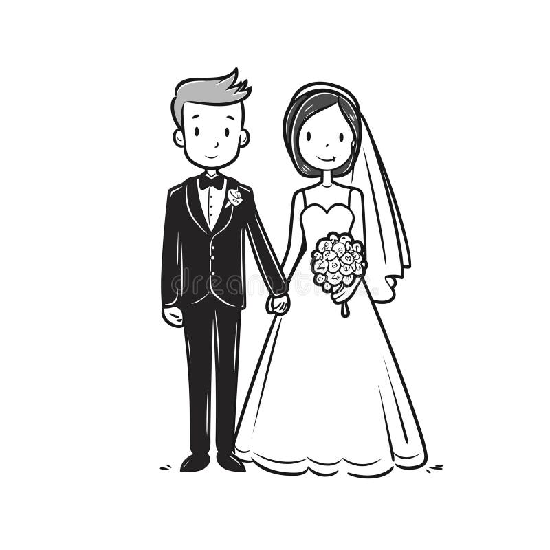 Wedding Hand-drawn Comic Illustration. Wedding. Vector Doodle Style ...