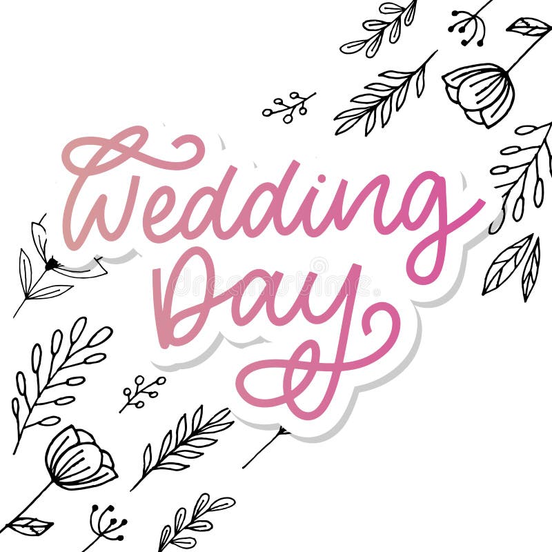 Wedding Hand Lettering Sign Calligraphy Text Brush Slogan Stock ...