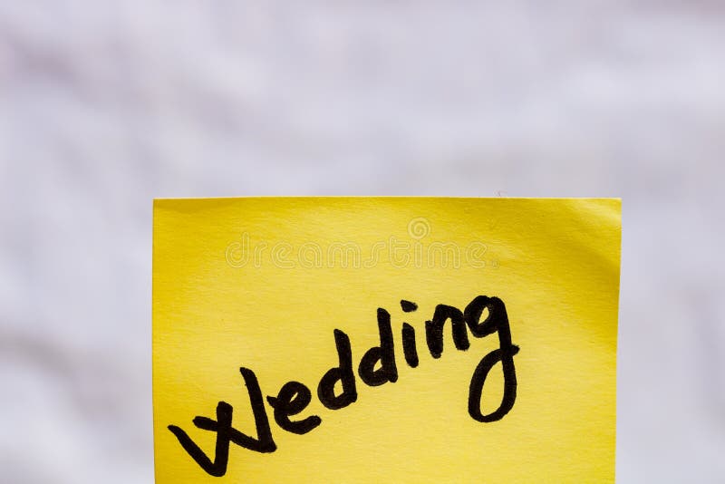 Wedding Handwriting Text Close Up Isolated on Yellow Paper with Copy ...
