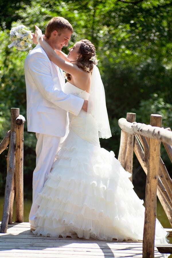 Wedding - Happy Bride and Groom Kissing Stock Image - Image of couple ...
