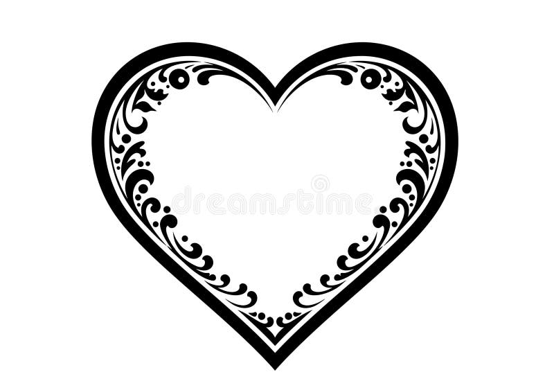 Wedding Heart Clipart Black and White Stock Vector - Illustration of ...