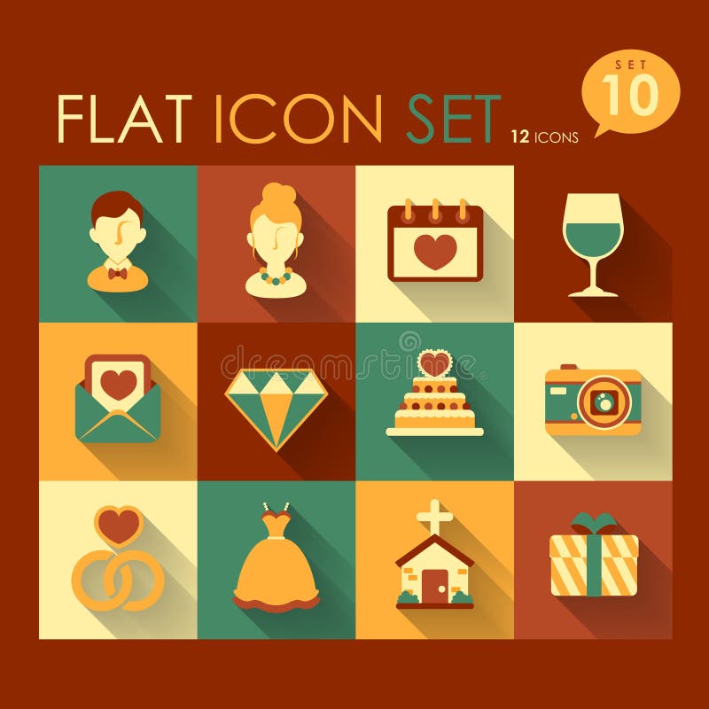 Vector wedding icon set stock illustration. Illustration of girl - 35705645